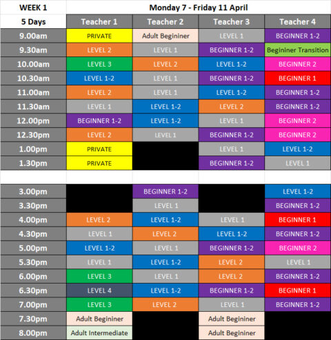 Class Timetable - Point Cook - Salt Water Swim Schools
